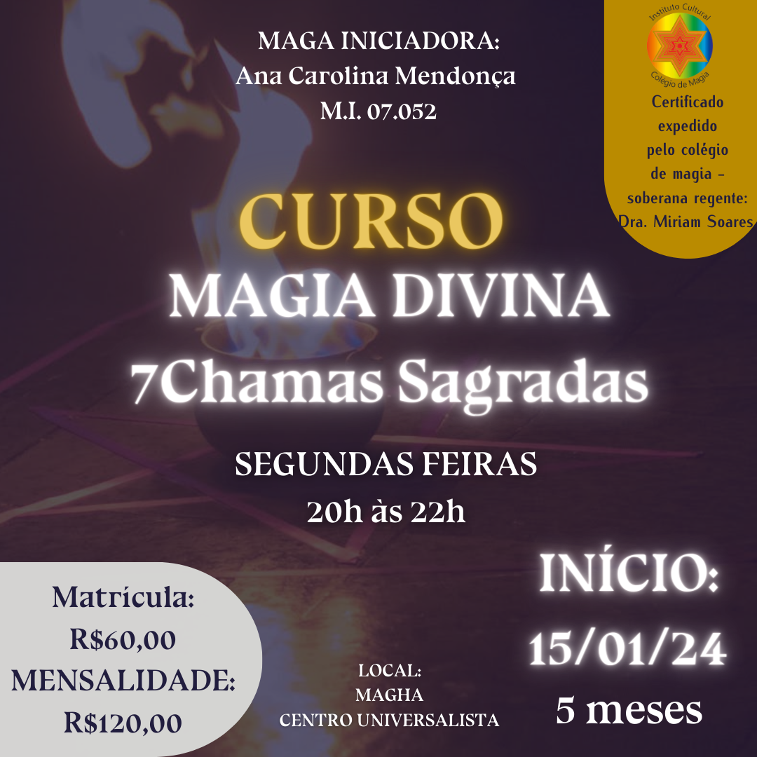 CURSO MAGIA DIVINA DAS 7 CHAMAS SAGRADAS em Belo Horizonte - Sympla