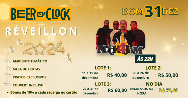RÉVEILLON BEER O'CLOCK 2024 em Anápolis - Sympla