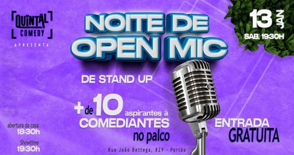 Noite de Open Mic - Stand Up Comedy - 13/01 em Curitiba - Sympla