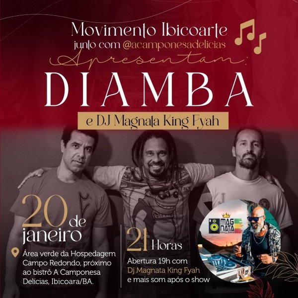 Ibicoarte convida Diamba e Magnata King Fyah em Ibicoara - Sympla