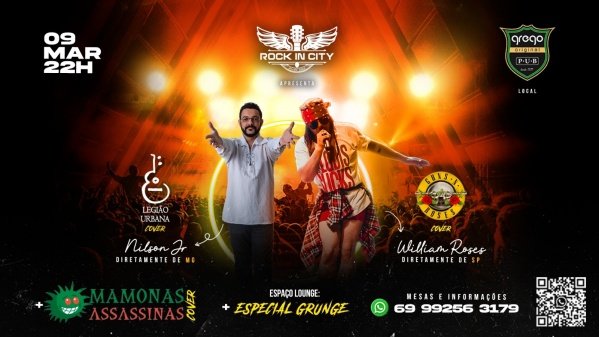 Covers: Legião Urbana (MG) - Guns N' Roses (SP) + Mamonas Assassinas em Porto Velho - Sympla