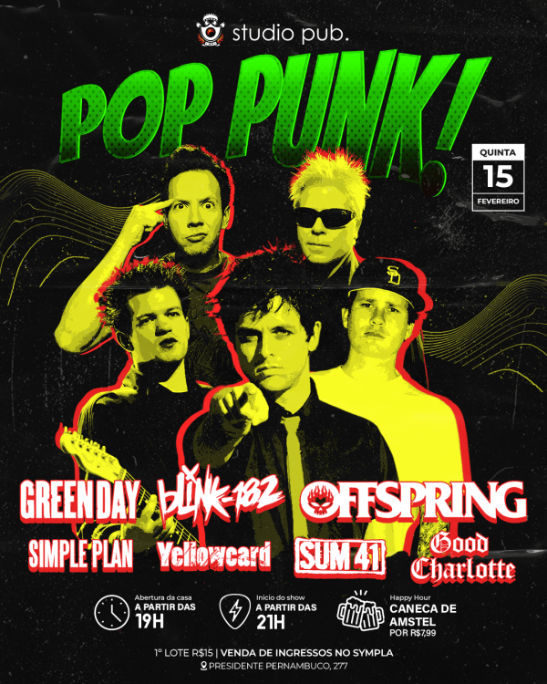 POP PUNK IS ALIVE AND KICKING! - @Studio Pub - 22/02 em Belém - Sympla