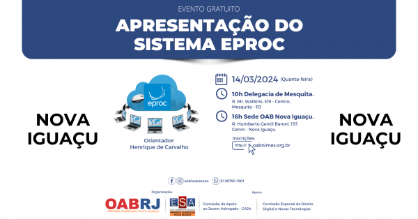 Apresentação do Sistema Eproc - NOVA IGUAÇU em Nova Iguaçu - Sympla