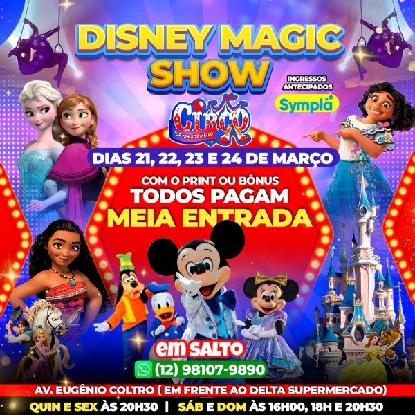 SALTO E REGIÃO| DISNEY MAGIC SHOW| Domingo às 16h em Salto - Sympla