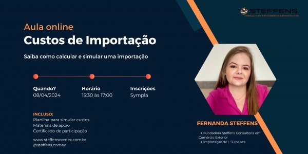 Aula Online Custos De Importação Online Sympla
