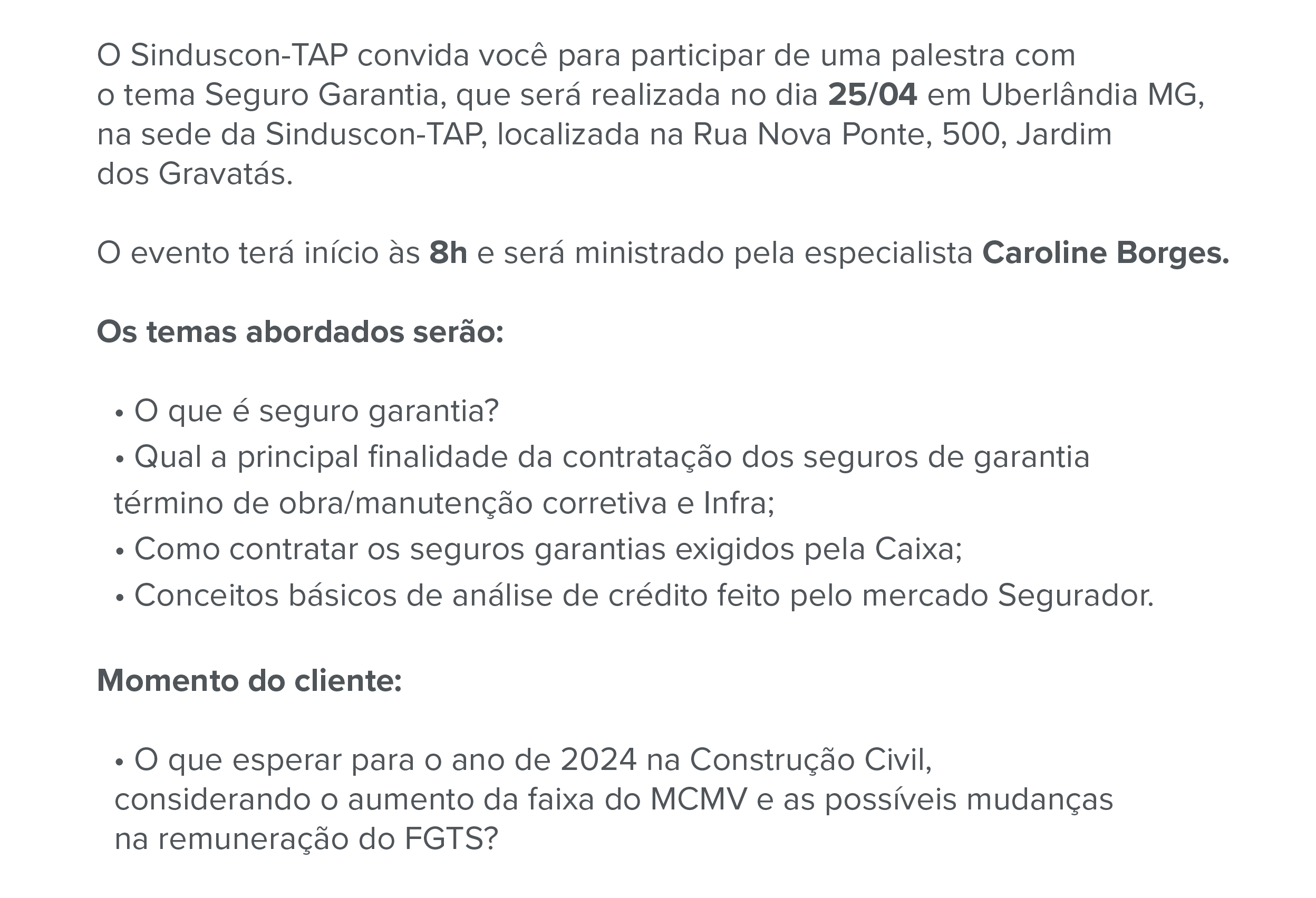 Seguro Garantia! Explorando o potencial MCMV em Uberlândia - Sympla Seguro Garantia! Explorando o potencial MCMV em Uberlândia - Sympla