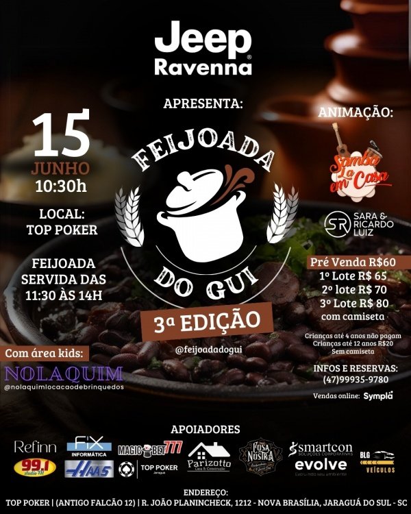 3ª Feijoada do Gui em Jaraguá do Sul - Sympla