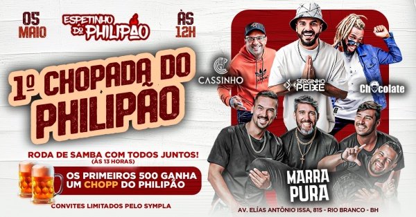 1ª CHOPADA DO PHILIPÃO em Belo Horizonte - Sympla