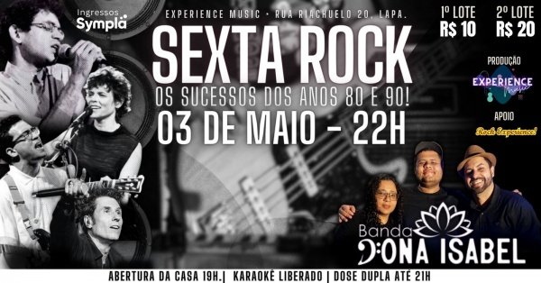 Sexta Rock - Banda Dona Isabel em Rio de Janeiro - Sympla