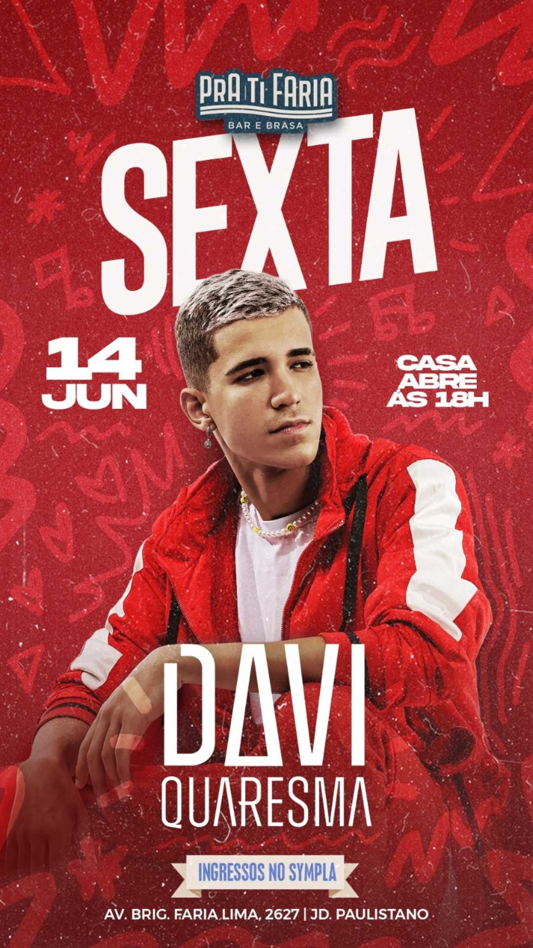 DAVI QUARESMA - 14 DE JUNHO - PRATIFARIA BAR em São Paulo - Sympla