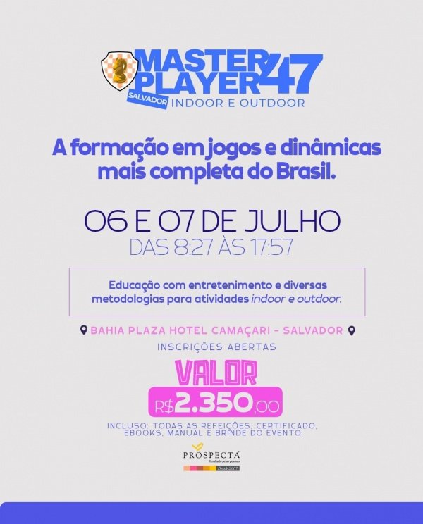 Master Player 47 - Formação em jogos e dinâmicas - Indoor e Outdoor ...