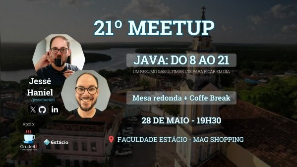 Meetup N. 21 da Comunidade Java Grude4J em João Pessoa - Sympla