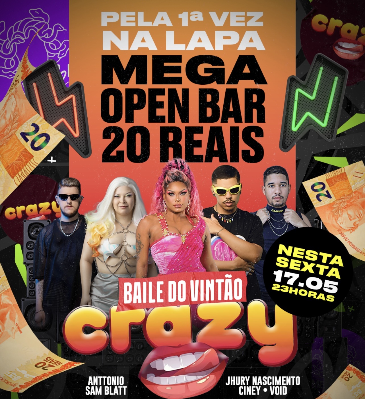 CRAZY na Meduzza | BAILE DO VINTÃO (MEGA OPEN BAR R$20) Nessa sexta 17.05 em Rio de Janeiro - Sympla