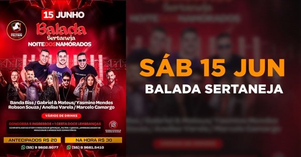 Balada Sertaneja Noite dos Namorados em Santa Maria - Sympla