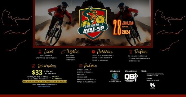 5° BIKE TOUR MTB AVAÍ - SP em Avaí - Sympla