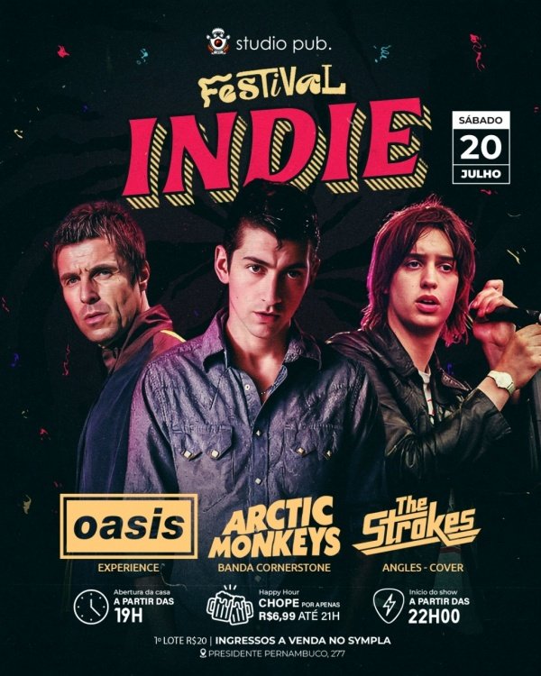 FESTIVAL INDIE | ARCTIC MONKEYS, STROKES & OASIS @StudioPub 20/07 em ...