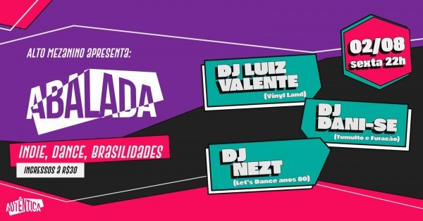 Abalada da Autêntica no Alto Mezanino em Belo Horizonte - Sympla