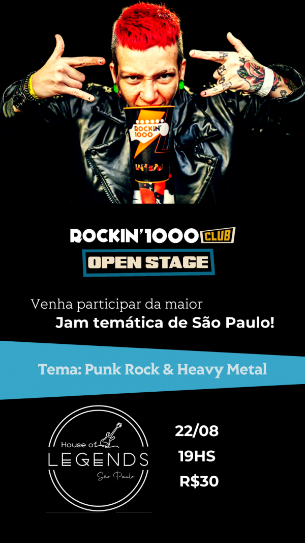 Rockin'1000 Club Open Stage: Punk Rock & Heavy Metal em São Paulo - Sympla