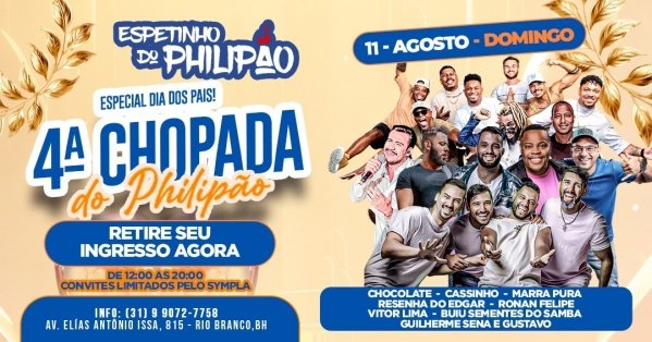 4ª CHOPADA DO PHILIPÃO em Belo Horizonte - Sympla