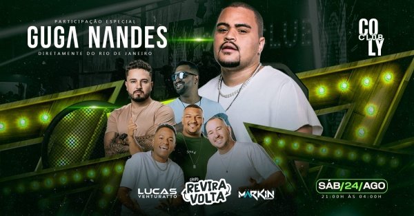 COLY CLUB COM GUGA NANDES - SABADO 24/08 em Belo Horizonte - Sympla