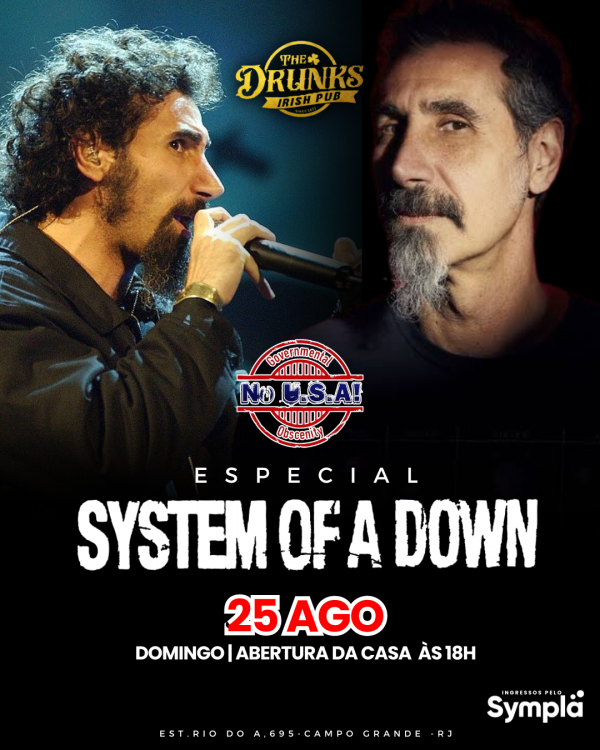 ESPECIAL SYSTEM OF A DOW -NO USA (SOAD COVER) em Rio de Janeiro - Sympla