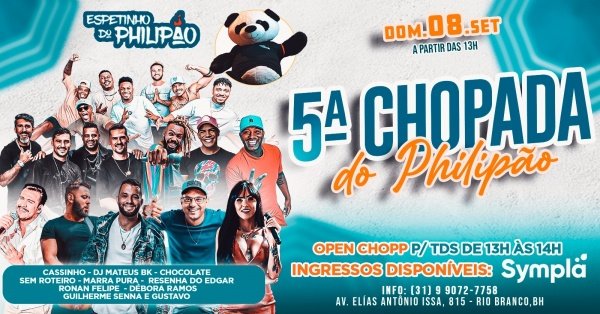 5ª CHOPADA DO PHILIPÃO em Belo Horizonte - Sympla