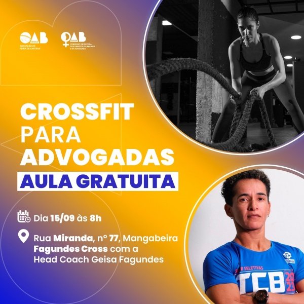I AULÃO DE CROSSFIT PARA ADVOGADAS em Feira de Santana - Sympla