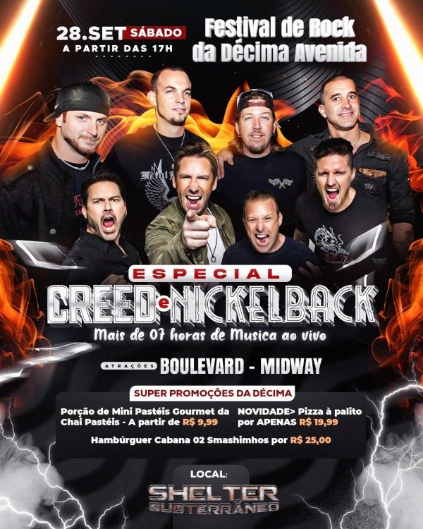Festival de Rock Décima Avenida - Especial Creed e Nickelback em Porto ...
