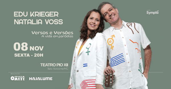 Edu Krieger e Natalia Voss em "VERSOS E VERSÕES - A Vida em Paródias" em Belo Horizonte - Sympla