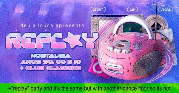 REPLAY + CLUB CLASSICS (2 PISTAS, NOSTALGIA 90s, 00s, 10s, POP, ELETRO ...