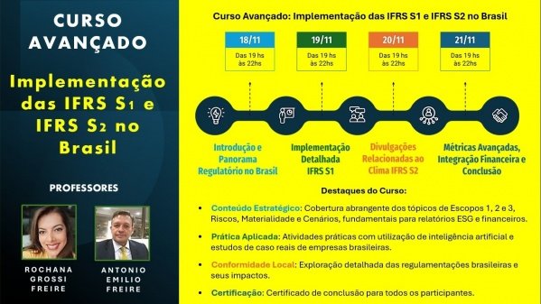 Implementação das IFRS S1 e IFRS S2 no Brasil - online - Sympla