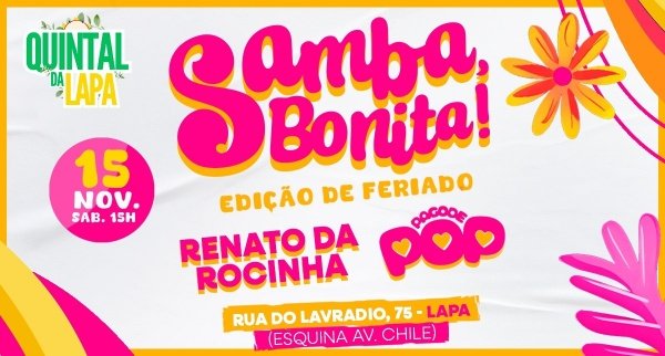 Quintal da Lapa convida Projeto Samba Bonita em Rio de Janeiro - Sympla