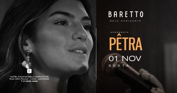 Baretto BH apresenta Pêtra em Belo Horizonte - Sympla