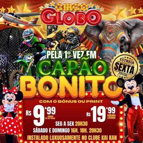 CIRCO GLOBO SÁBADO (18:00) em Capão Bonito - Sympla