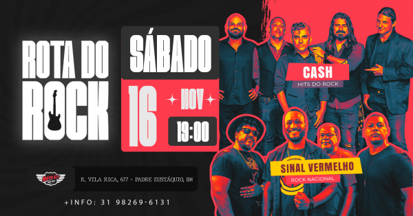 ROTA DO ROCK | | 16/11 | 19H em Belo Horizonte - Sympla