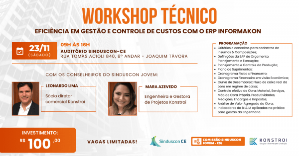 WORKSHOP TÉCNICO SINDUSCON JOVEM em Fortaleza - Sympla