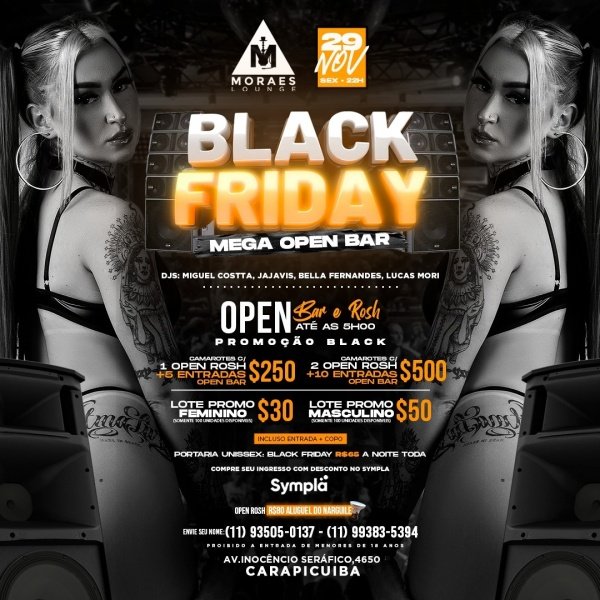 BLACK FRIDAY | MEGA OPEN BAR | DJ BELLA FERNANDES | ARCADES FREE em Carapicuíba - Sympla