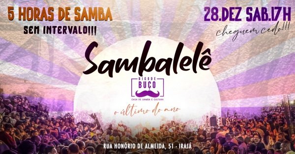 Sambalelê - 5horas de samba sem intervalo! em Rio de Janeiro - Sympla