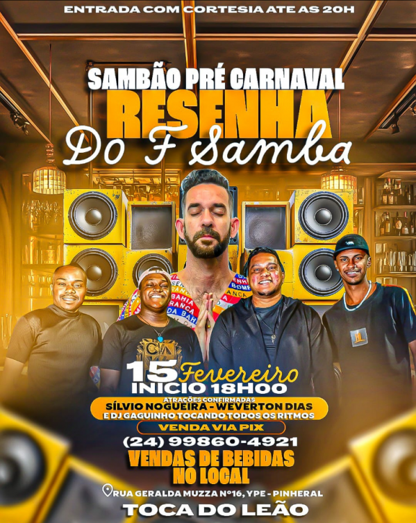 Resenha do F SAMBA #sambao pré Carnaval em Pinheiral - Sympla