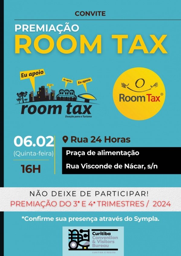 Premiação Trimestral do Room Tax | Curitiba Convention em Curitiba - Sympla