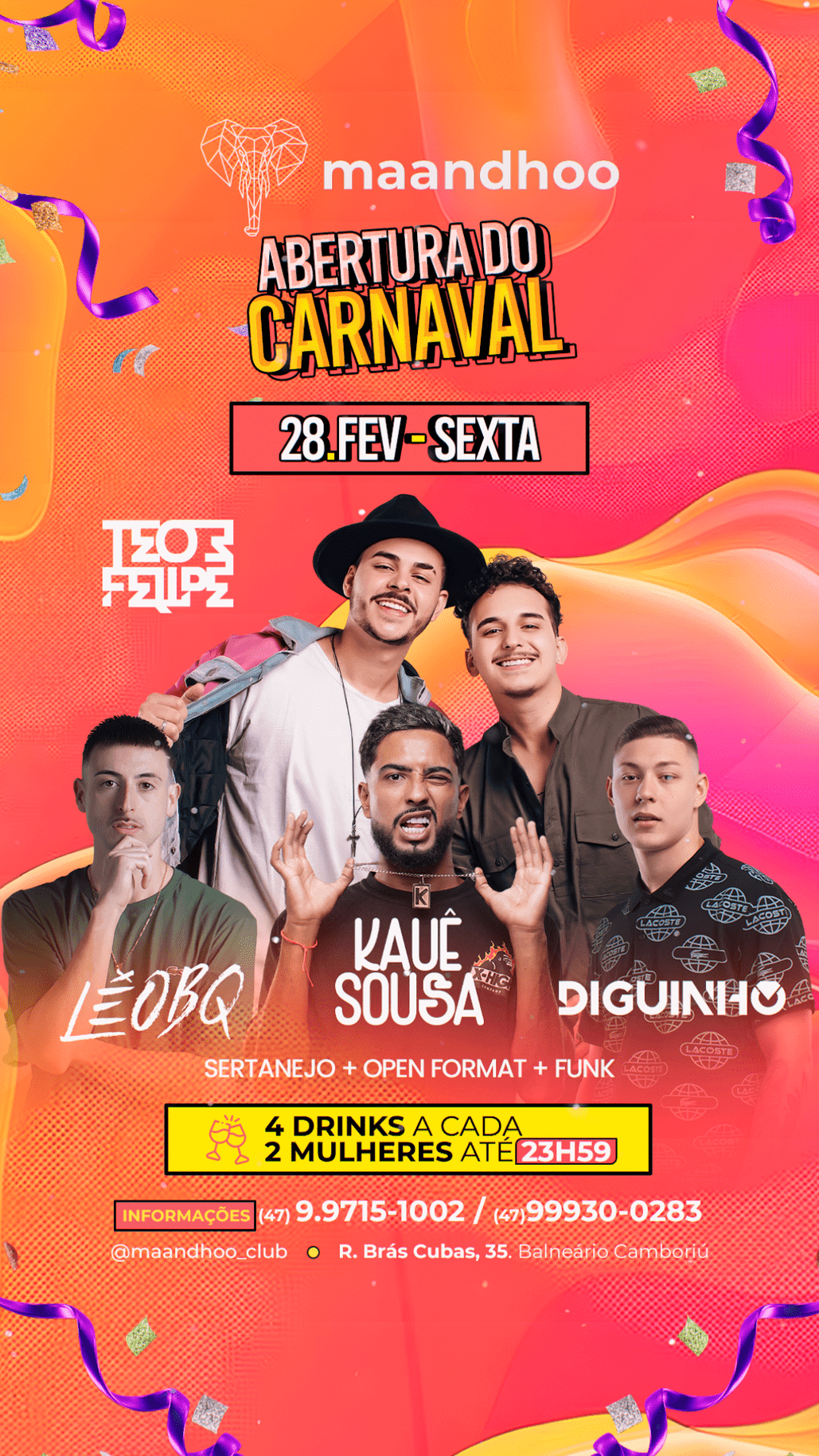 SEXTA MAANDHOO ABERTURA DO CARNAVAL em Balneário Camboriú - Sympla