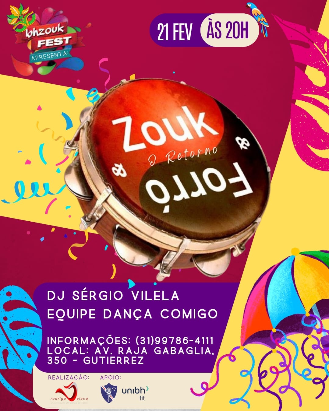 Aula Aberta de :Zouk /Lambada - 19h+ Happy Hour-Dançante - 20h - SEXTA ...