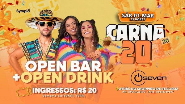 CARNA 20 // OPEN BAR // OPEN DRINKS em Rio de Janeiro - Sympla