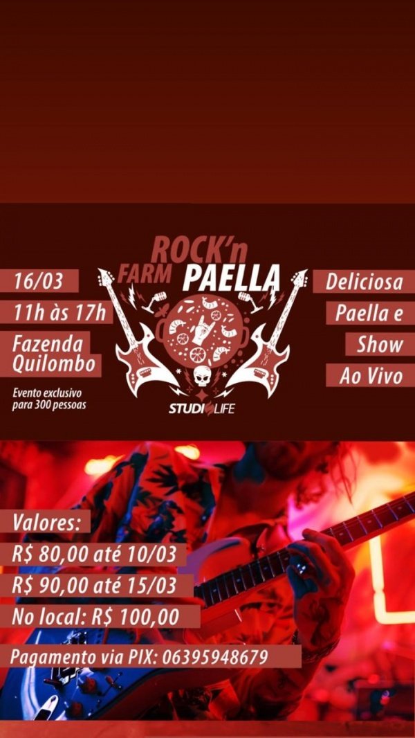 Farm Rock & Paella na Fazenda quilombo em Limeira - Sympla