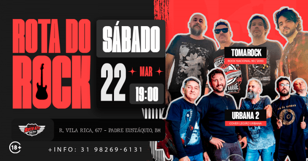 ROTA DO ROCK | | 22/03 | 19H em Belo Horizonte - Sympla