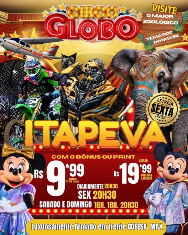 CIRCO GLOBO DOMINGO (16:00) em Itapeva - Sympla