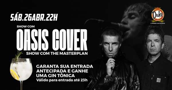 Duke Pub - Cover Oasis - Sábado - 26/04 em Conselheiro Lafaiete - Sympla