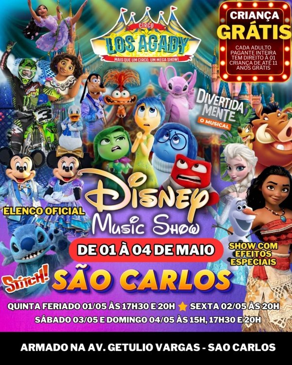 Disney Music Show - Sábado 20H em São Carlos - Sympla