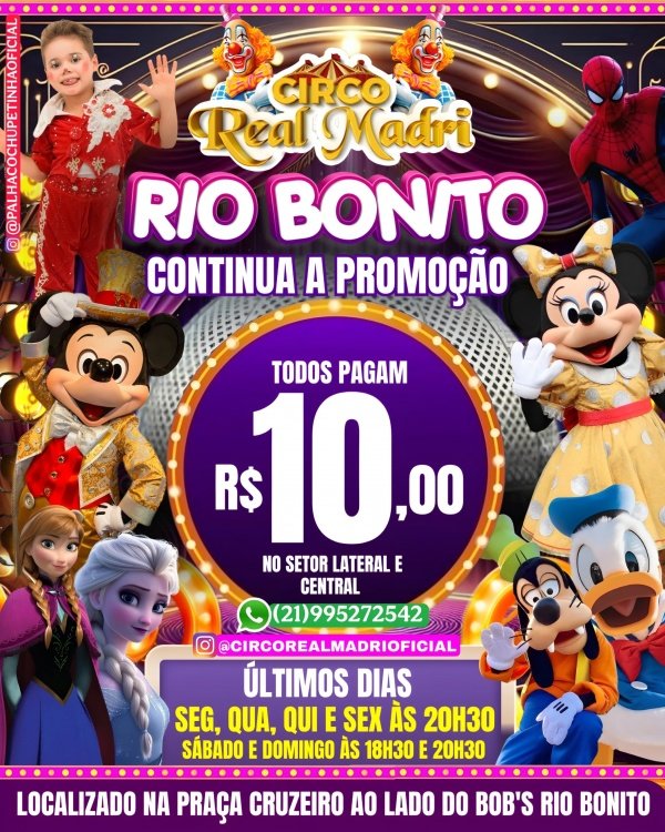 Circo Real Madri|dom 04abril às 18:30 em Rio Bonito - Sympla