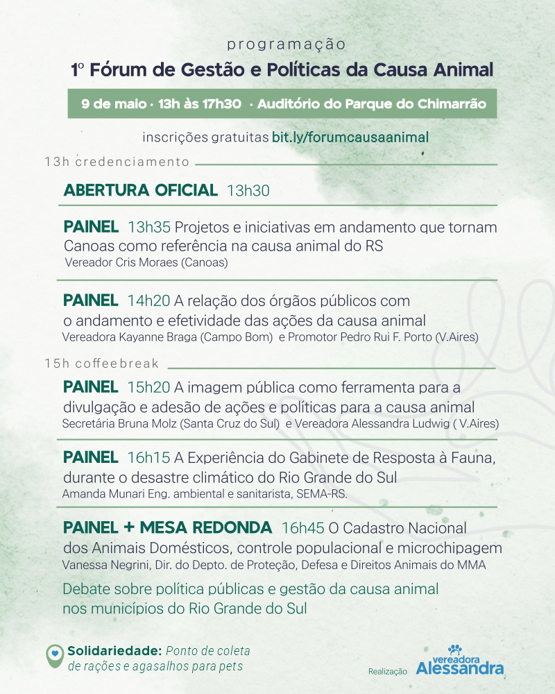 1º Fórum de Gestão e Políticas da Causa Animal em Venâncio Aires - Sympla